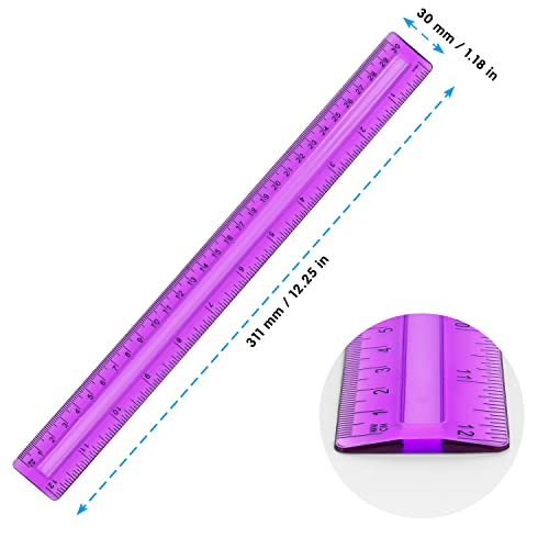 Snapklik.com : 12 Pack Color Transparent Ruler Plastic Rulers, Metric ...