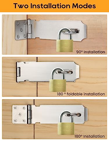 4in Shed Door Latch 2Pcs Hasp Staple Hasp and Staple Heavy Duty Padlock ...