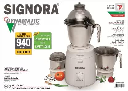 Buy Signora Dynamatic (3 jar mixer grinder with all steel jars) 940 ...