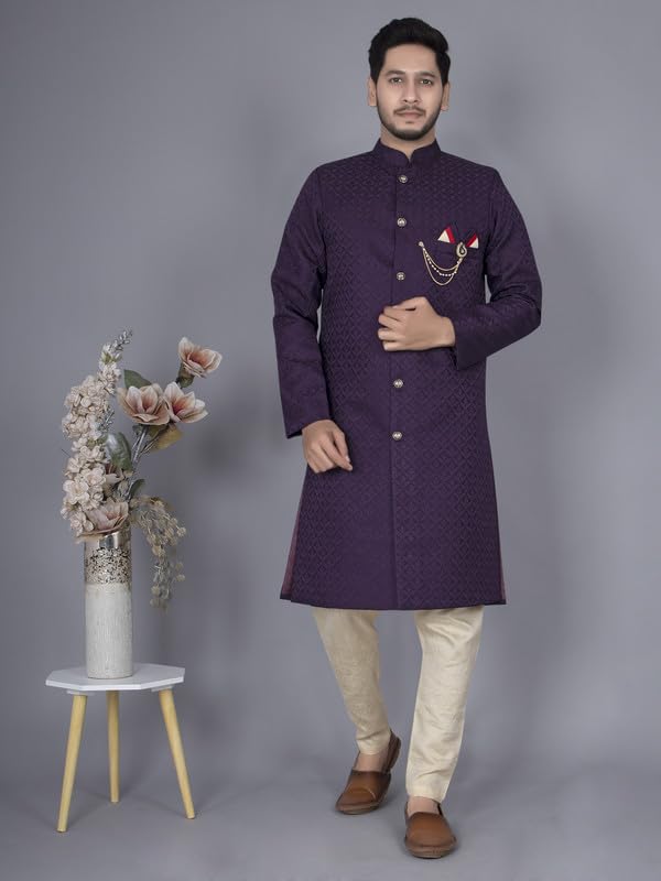 Buy XEPON Mens Ethnic Wear Indo Western Set (Purple, S Size) at Amazon.in