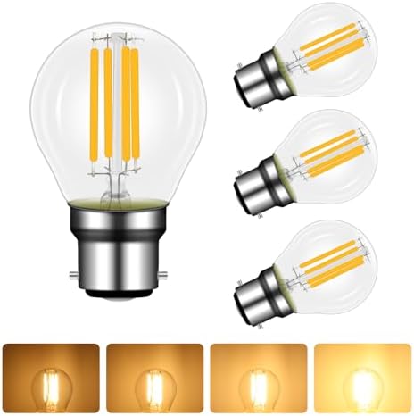 4 Pack 4W B22 LED G45 Filament Golf Ball Bulb Dimmable, Warm White ...