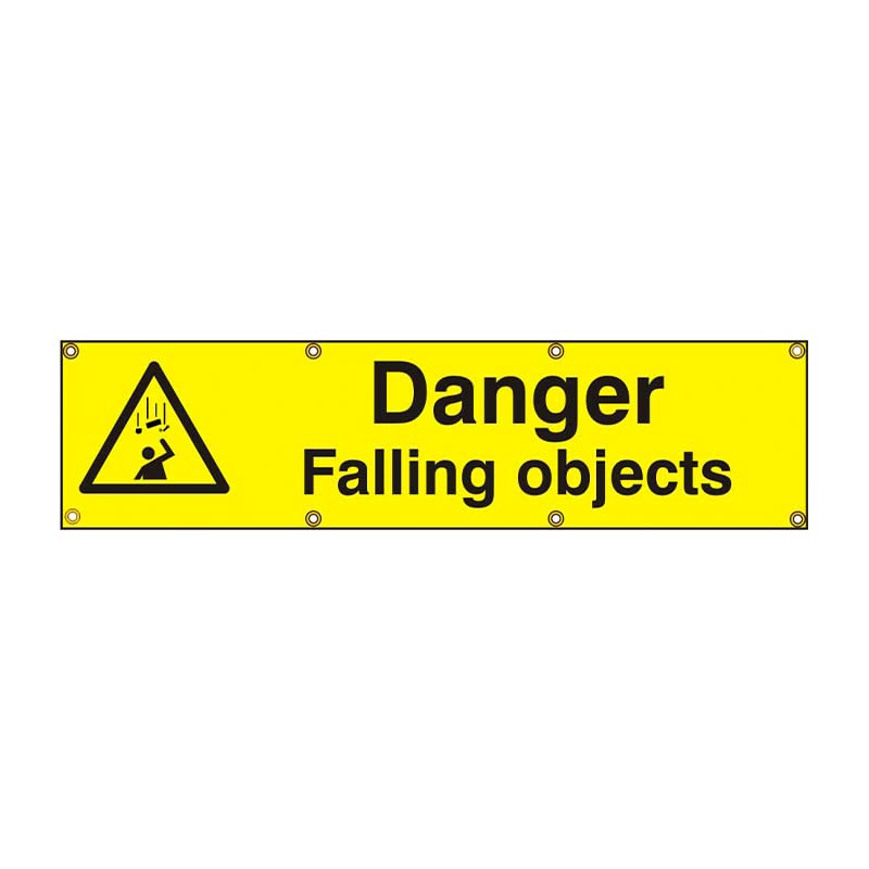 Danger Falling Objects Sign Weatherproof PVC with Brass Eyelets W1200mm ...