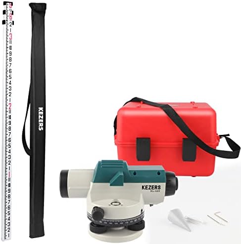 KEZERS 32X Transit Level Kit with 9FT Aluminum Grade Rod,High Precision ...