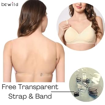 Buy Bewild Full Coverage Backless Padded Bra for Women and Girls with Transparent Strap and Band ...