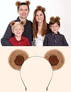 Amazon.com: Brown Bear Ears Cute Headband Fluffy Grizzly Bear Hairband ...