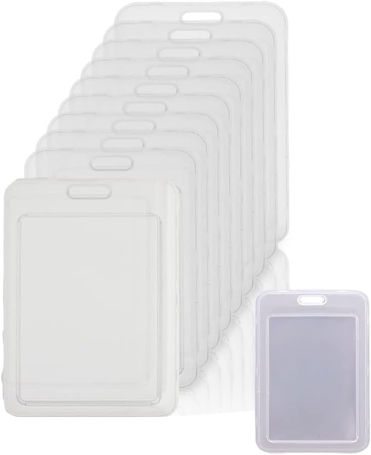 Fallen One 2 Pack Clear Hard Plastic Permanent Locking ID Badge Holder ...