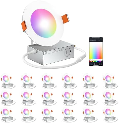 Amico 18 Pack 4 Inch Smart LED Recessed Lighting, WiFi Canless ...