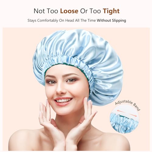 mikimini Satin Bonnet Silk Bonnet for Women Curly Hair, Reversible ...