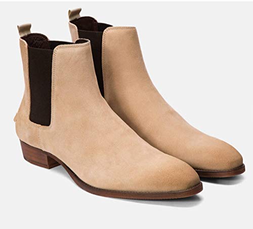 Goodyear Welted swed Leather Chelsea Boots Beige (Numeric_9) : Amazon ...