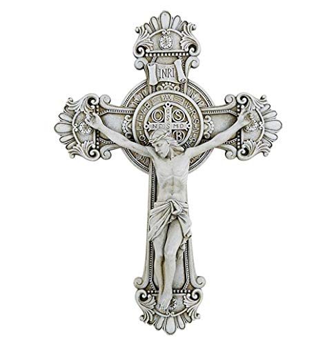 Needzo Saint Benedict Crucifix Stone Finish Wall Cross Catholic Home ...