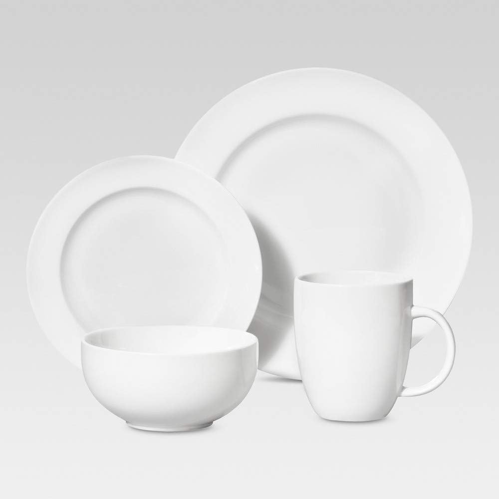 Amazon.com: threshold Porcelain 16pc Dinnerware Set White - Dishwasher ...