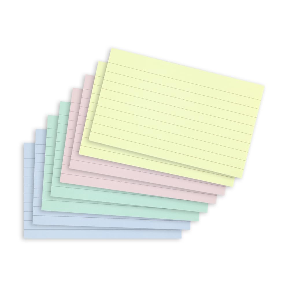 SUMMIT Flash Cards, Lined Revision Cards, Pastel Assorted, 7.5 x 12.5 ...