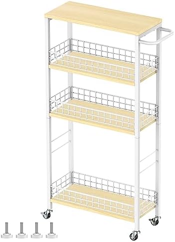 4-Tier Storage Trolley Cart, Slim Storage Trolley, Narrow Storage Unit ...