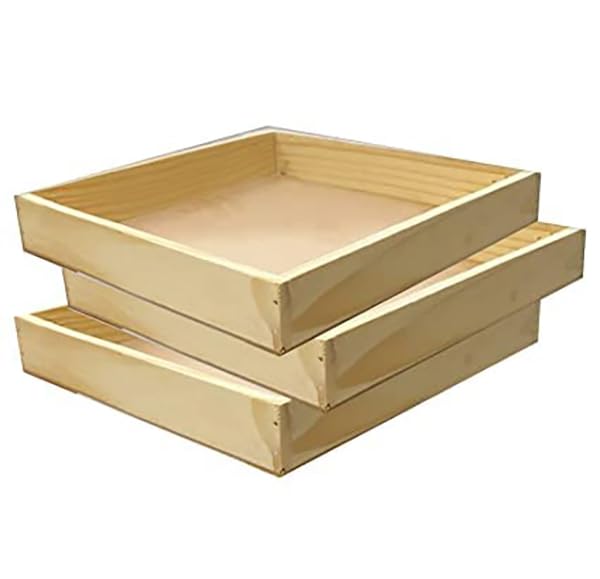 Graphicalmela Square Pinewood Tray in 8" X8" X 1" Size Set of 3, House ...