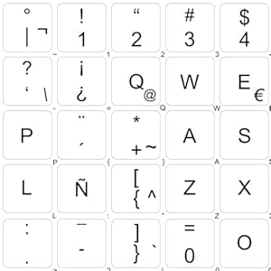 SPANISH LATIN AMERICAN NON-TRANSPARENT KEYBOARD LABELS LAYOUT BLACK OR ...