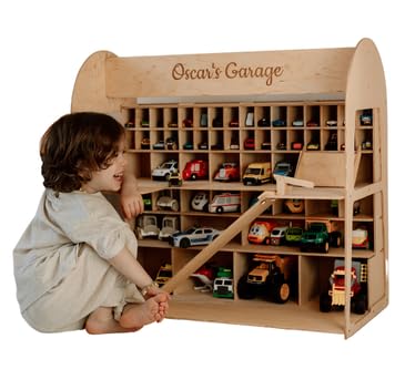 Amazon.com: Toy Parking Garage with Elevator Wooden Toy Car Storage Hot ...