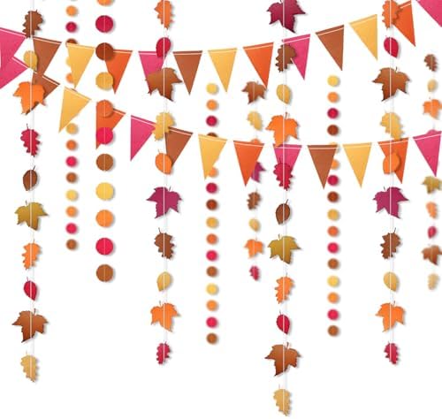 bng-bng Fall Bunting Banner Thanksgiving Decorations Maple Leaves ...