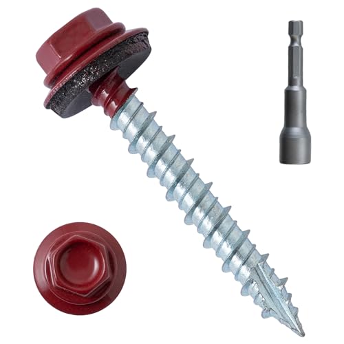 Snapklik.com : Metal Roofing Screws #101-1/2 Inch, 300-PCS, Dark Red ...