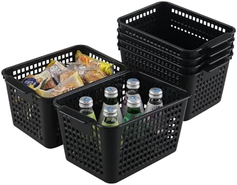 Lasbily Set of 6 Plastic Storage Baskets, Pantry Shelf Organizer ...