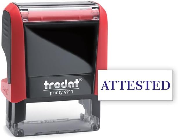 Trodat Attested - Stamp Text Stamp Ink Pad (Red) Ink Color Blue ...