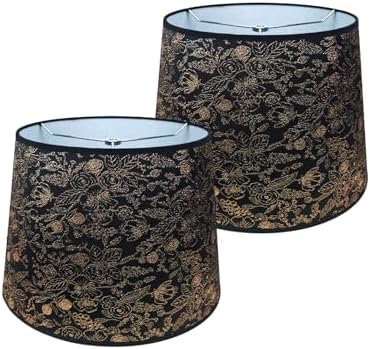 Duoerwo Black Decorative Large Lampshades Set of 2 Fabric Shades,Drum ...