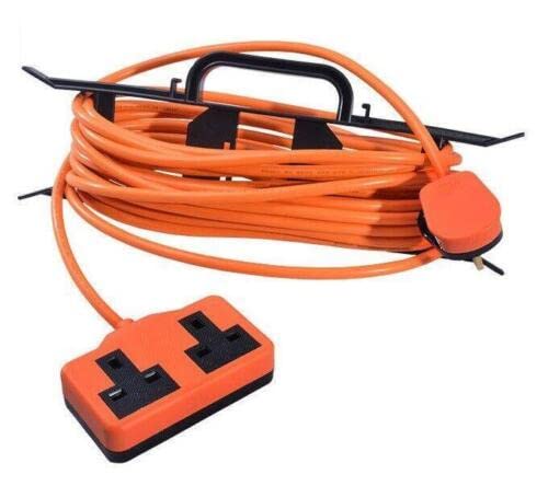 Heavy Duty Orange 25M Extension Lead Cable 13 AMP 2 Way Socket H Frame ...