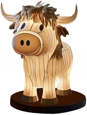 Yevheniy Highland Cow Resin Table Lamp - Cute 3D Animal Night Light ...