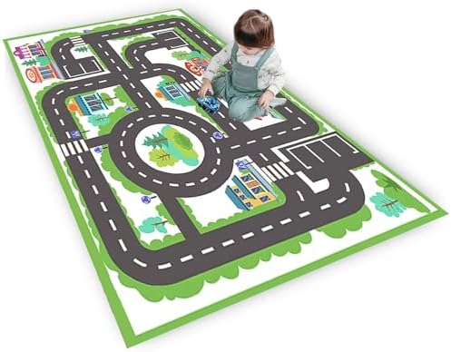 Amazon.com: Kids Rug Play Mat for Toy Cars,City Life Road Traffic ...