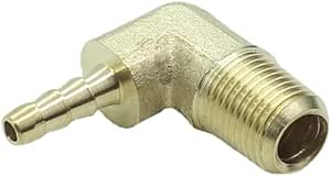 CDQBWKJGFJ 2 Pcs Brass Hose Barb Fitting 90 Degree Elbow Adapter 3/16" Barb x 1/8 NPT Male Pipe ...