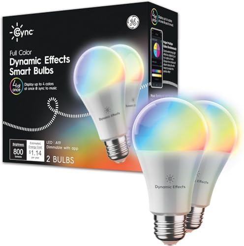Amazon.com: GE CYNC Dynamic Effects A19 Color Changing Light Bulbs with ...