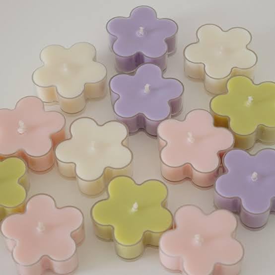 50 Pcs Acrylic Tea Light Cups- Flower Shaped with Wicks for DIY Candle ...