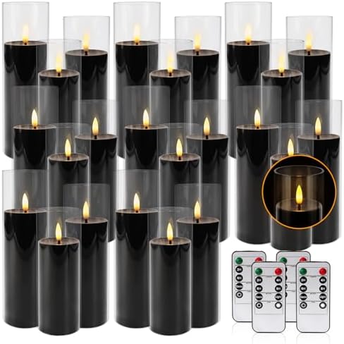 Amazon.com: fclayvts 24Pack Black Flickering Flameless LED Candles with ...