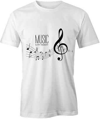 Amazon.com: Music is My Therapy Notes T-Shirt | White, Single-Sided ...