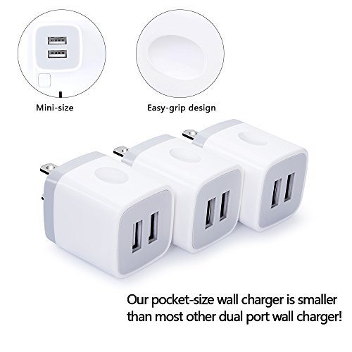 Buy Wall Charger, USB Brick 3Pack 2.1A/5V Dual Port USB Plug Charger ...
