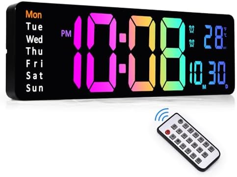 13 inch Large Digital Wall Alarm Clock with Remote Control Large LED ...