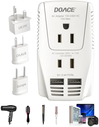 Amazon.com: Upgraded DoAce C11 2000W Travel Voltage Converter for Hair ...