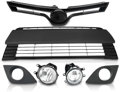 Amazon.com: Partzer Front Bumper Grille Uppe Lower Grill Set with Fog ...