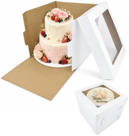 Amazon.com: MTOPHLS 2 Pack Corrugated Tall Cake Boxes with Window for ...