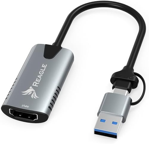 Reagle HDMI Video Grabber 4K 30Hz Capture Card USB A USB C 2 in 1 Full ...
