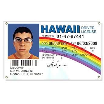 3×5 FT McLovin ID Flag,150D Large Fake Driver License Indoor Decor ...