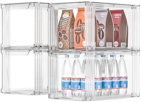 Amazon.com: Vtopmart 4 Pack Clear Stackable Storage Drawers,Easy to ...
