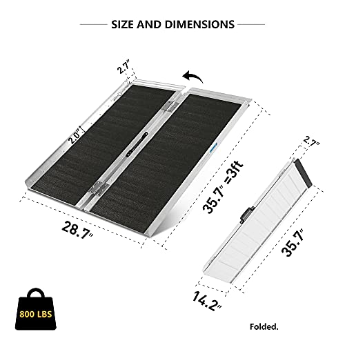 ORFORD Non-Skid Wheelchair Ramp 3FT, Threshold Ramp with a Non-Slip ...