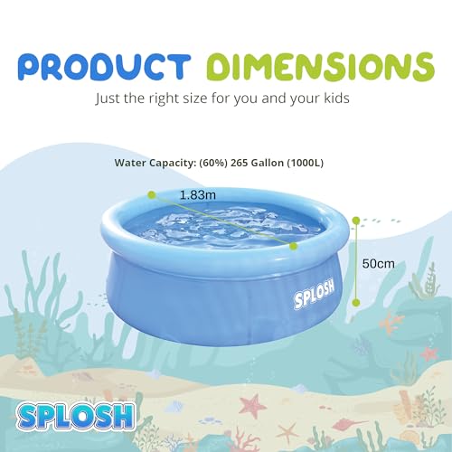 Splosh 6ft Easy Set Pool - Inflatable Family Swimming Pool For Kids ...