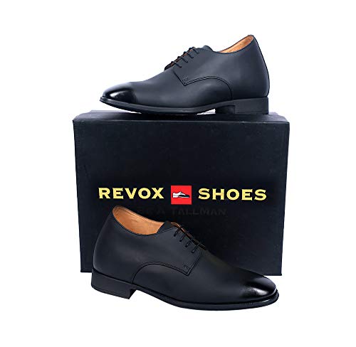 Buy Revox Height Increasing Black Formal Toe Shine Elevator Shoes for ...