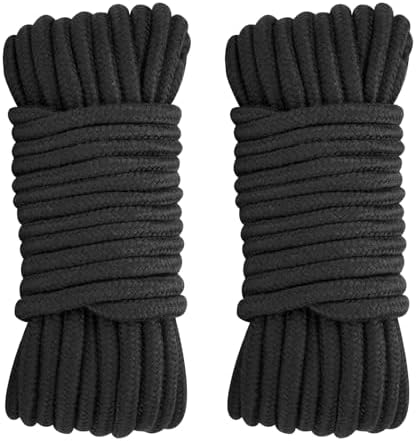 Amazon.com: KINGLAKE 10MM Soft Cotton Rope 2 Pack 33Ft/10M Black Rope ...
