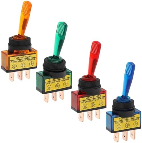 LED Lighted Toggle Switches - 4 Pack LED Illuminated Flick Toggle ...