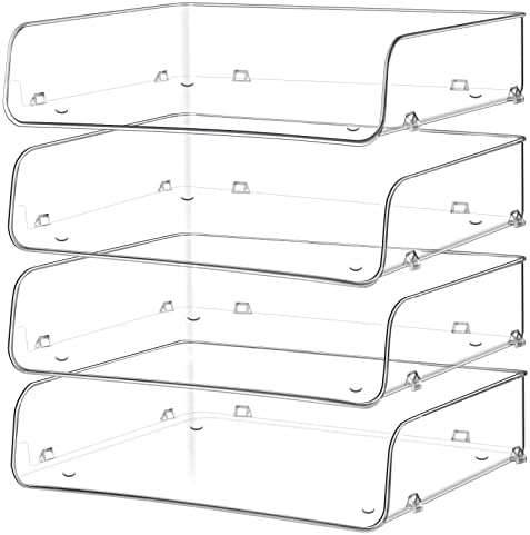 Amazon.com: Okllen 3 Pack Stackable Paper Trays, Bamboo Desk Letter ...