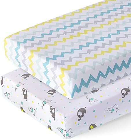 Amazon.com: Pack N Play Sheets, 2 Pack Mini Crib Sheets Fits Standard ...