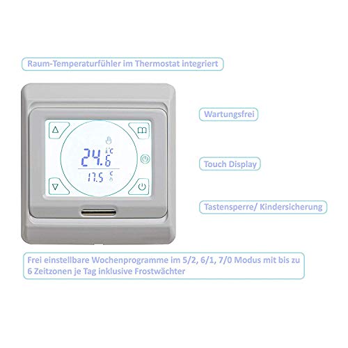 Digital Raumthermostat DRT-TS mit Touchscreen für elektrische Heizungen ...