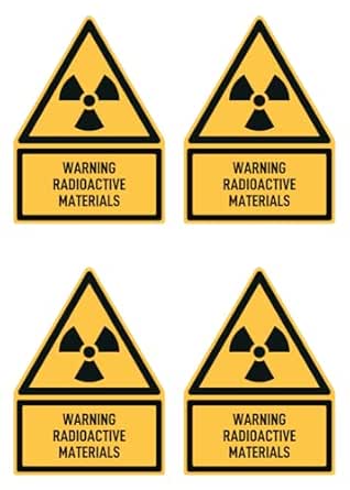 Pegatinas: 150 x 100 mm, 4 unidades – Advertencia de sustancias radiactivas – Idioma: inglés ...